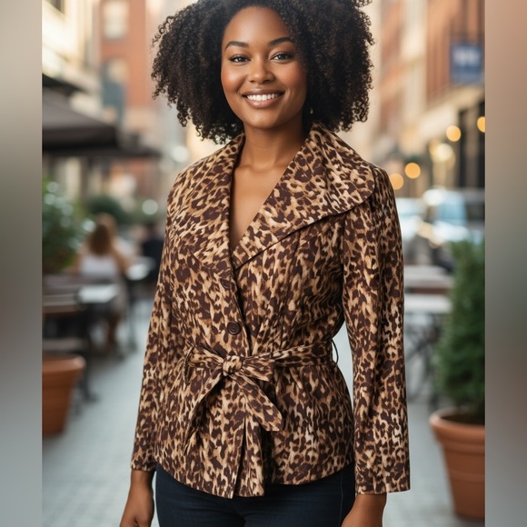 Laura Scott | Jackets & Coats | Laura Scott Vintage Brown Leopard ...